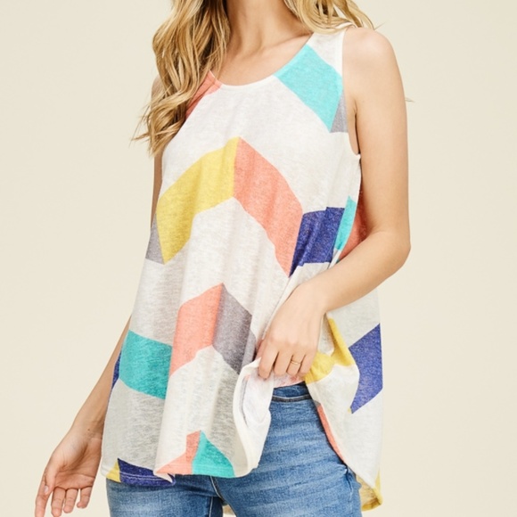 Tops | Chevron Print Sleevless Top | Poshmark